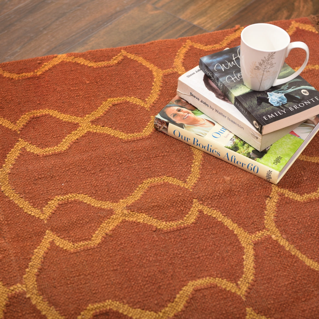 Rust and Light Brown Woven Rug – razaaiwala